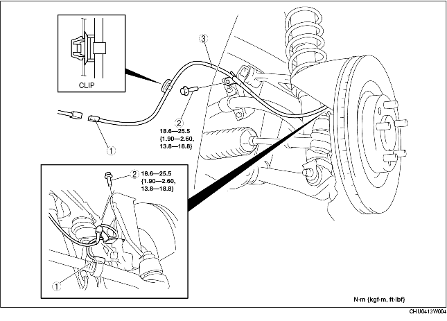 FRONT ABS WHEEL-SPEED SENSOR REMOVAL/INSTALLATION